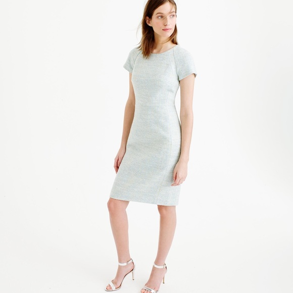J. Crew | Dresses | J Crew Light Baby Blue Yellow White Tweed Wool ...